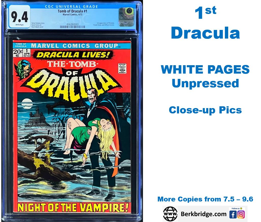 Tomb of Dracula #1 CGC 9.4 White Pages 1972 Marvel Comics 1st Appearan ...